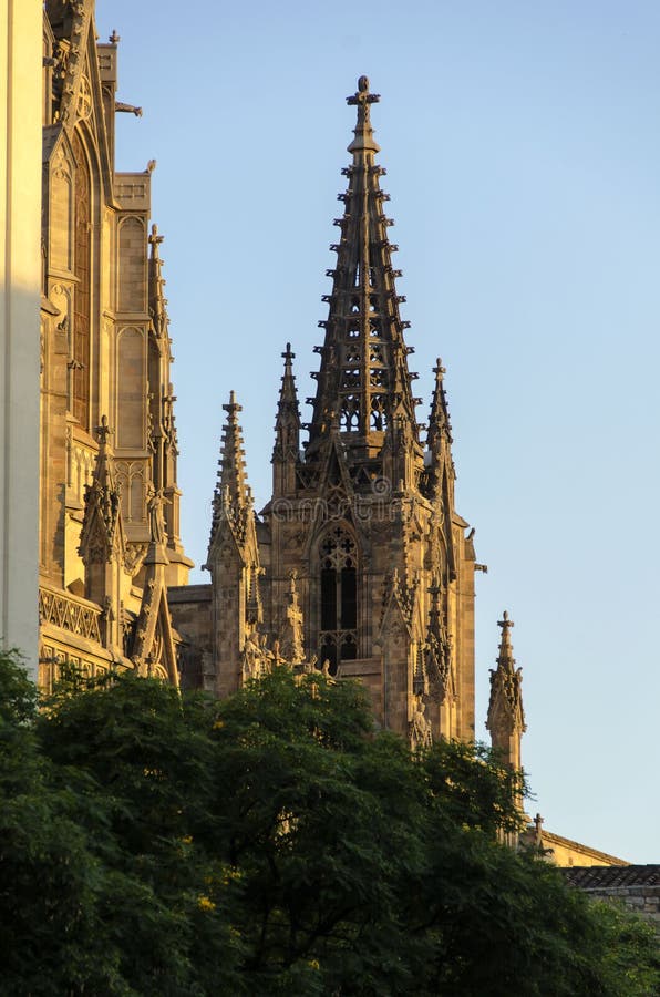 Barcelona Cathedral at Sunset Stock Image - Image of catholicism ...