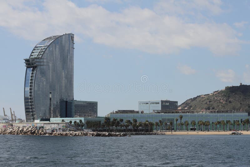 Barcelona City. View from the Sea. Editorial Image - Image of city ...