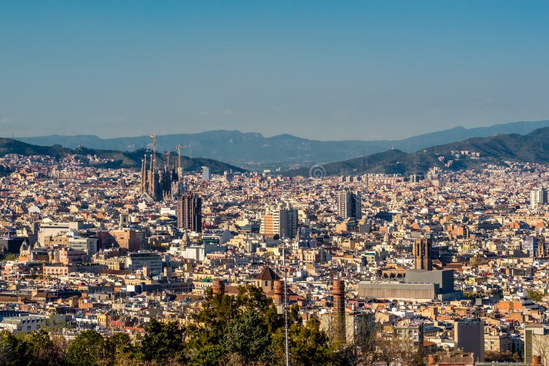 Barcelona Cityscape Overlook Stock Photo - Image of catalonia, landmark ...