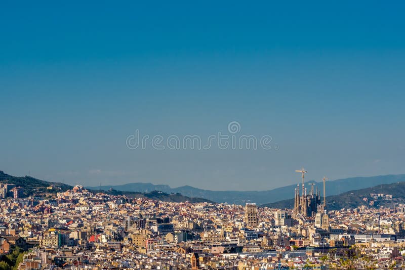 Barcelona Cityscape Overlook Stock Image - Image of catalonia, travel ...
