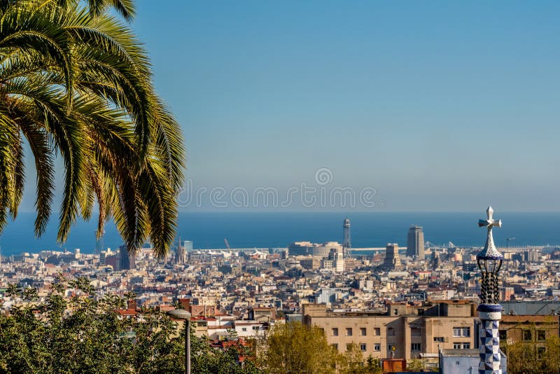 Barcelona Cityscape Overlook Stock Image - Image of urban, park: 91048077