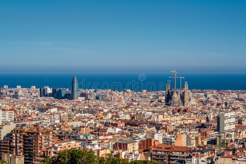 Barcelona Cityscape Overlook Editorial Stock Photo - Image of urban ...