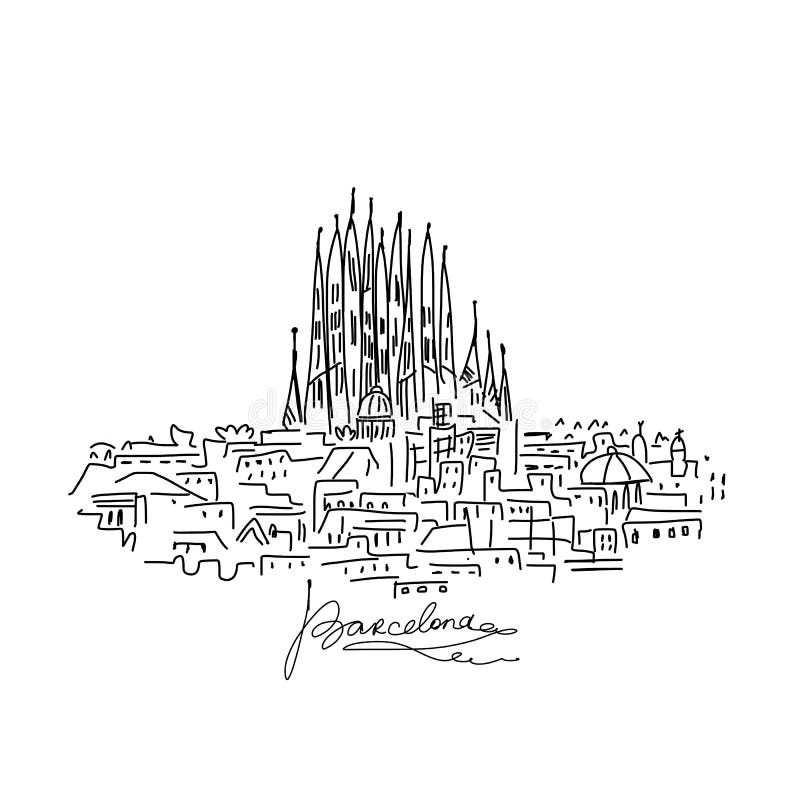 Barcelona Cityscape, Sketch for Your Design Stock Vector - Illustration ...