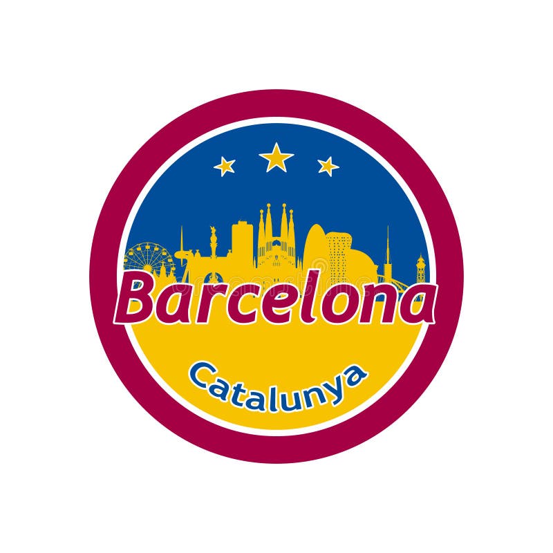 Barcelona en icono redondo ilustración del vector. Ilustración de ...