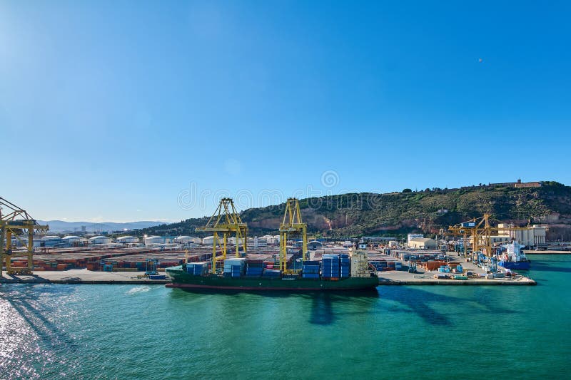Barcelona. Espain -September 28,2024: Cargo Ship at the Port of ...