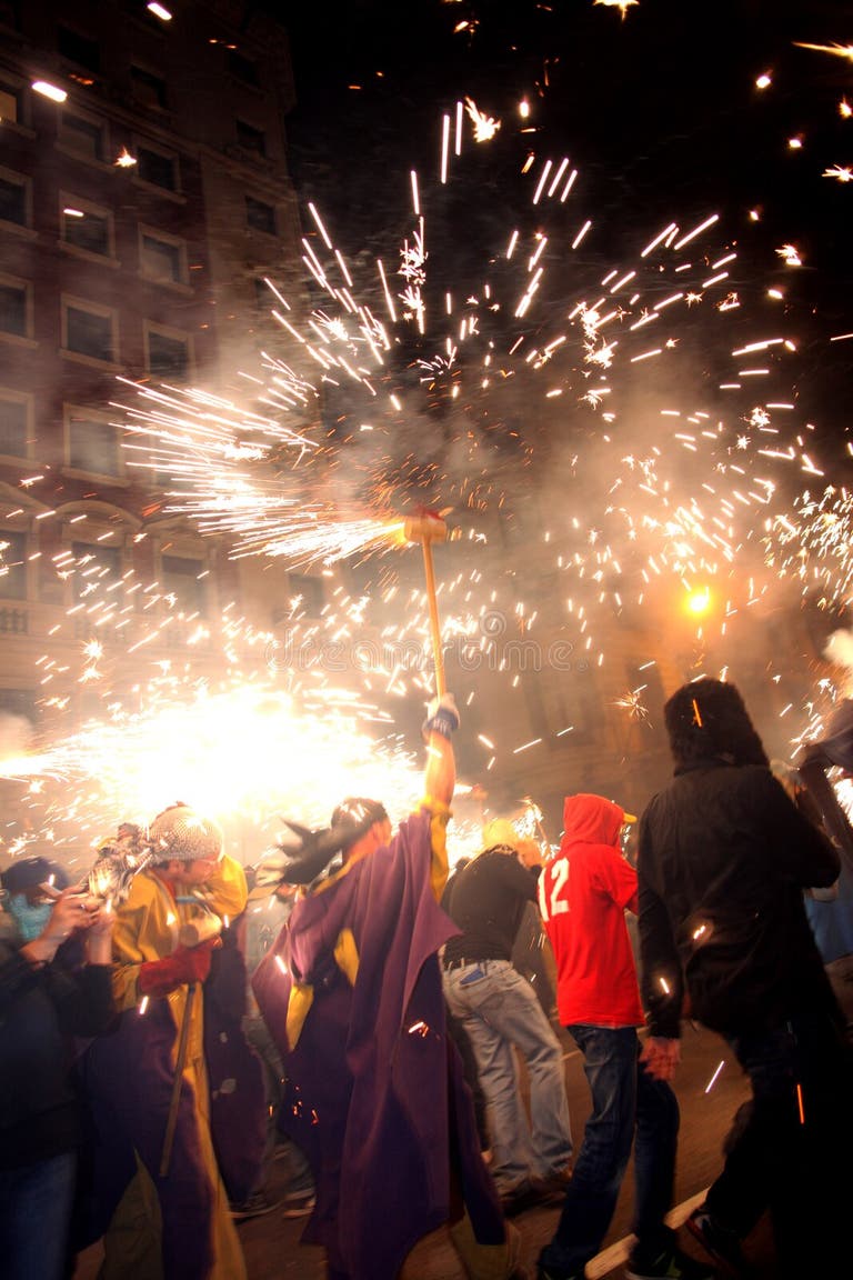 Barcelona Fire Run Party Stock Photos - Free & Royalty-Free Stock ...