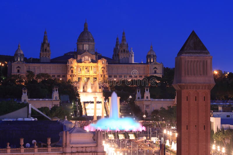 Barcelona at night editorial image. Image of building - 24872510