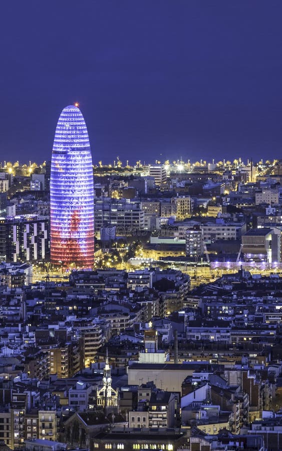 Barcelona at night stock photo. Image of cataluaplusmn - 79200386
