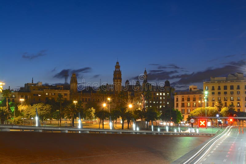 Barcelona at night stock image. Image of barcelona, europe - 43330025
