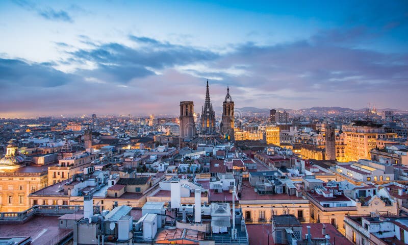 Barcelona at night stock image. Image of european, landmark - 87742307