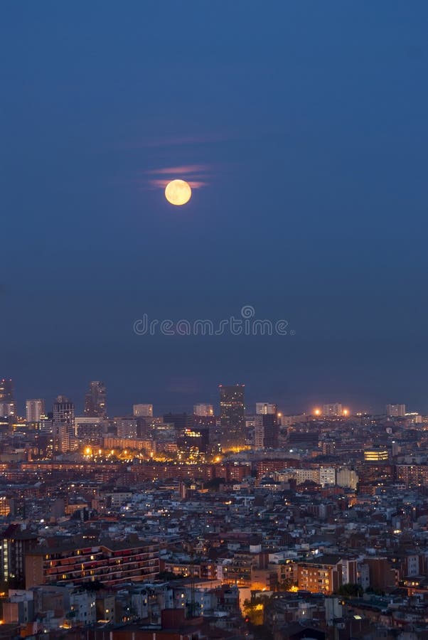 Barcelona at Night, Spain stock image. Image of light - 33867579