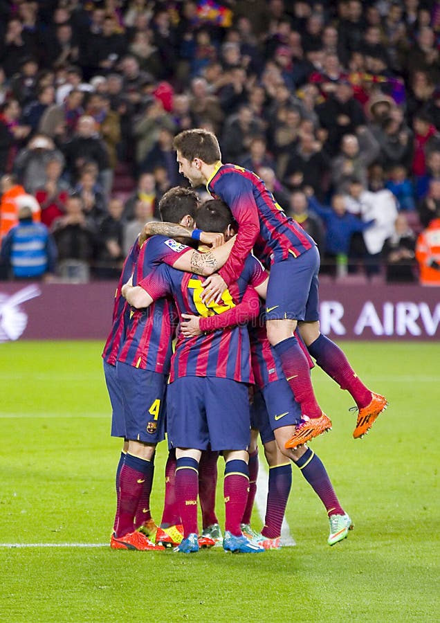FC Barcelona Goal Celebration Editorial Stock Image - Image of soccer ...
