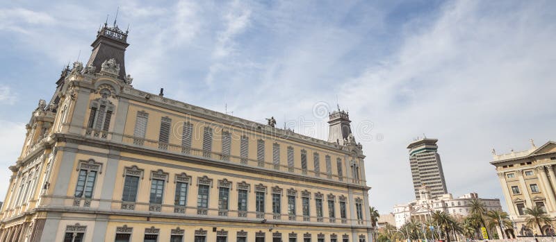 Barcelona port building stock image. Image of yacht, cityscape - 69460941