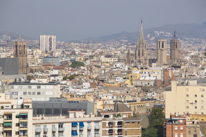 Barcelona, Spain - October 14, 2017. Overview of the City. Editorial ...
