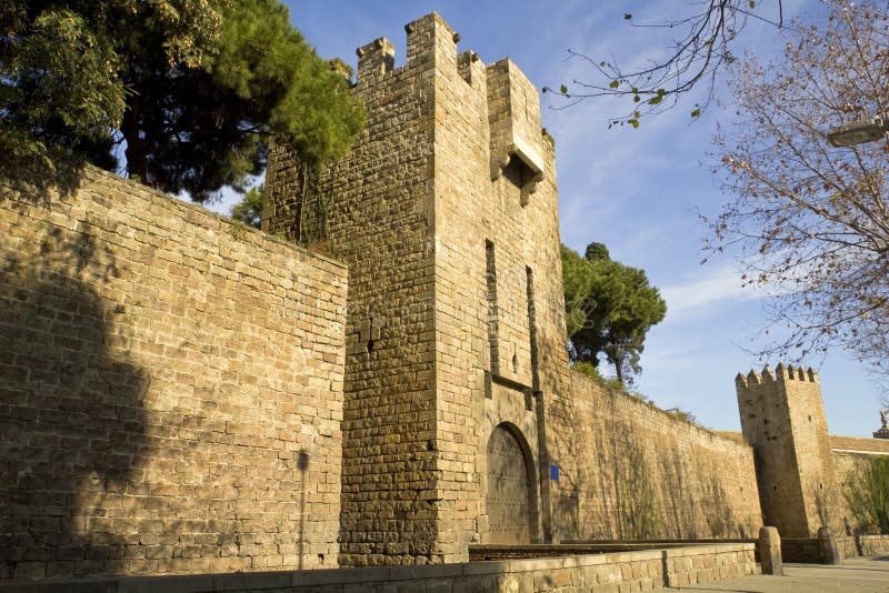 Barcelona S Medieval Walls. Stock Image - Image of door, building: 25696051