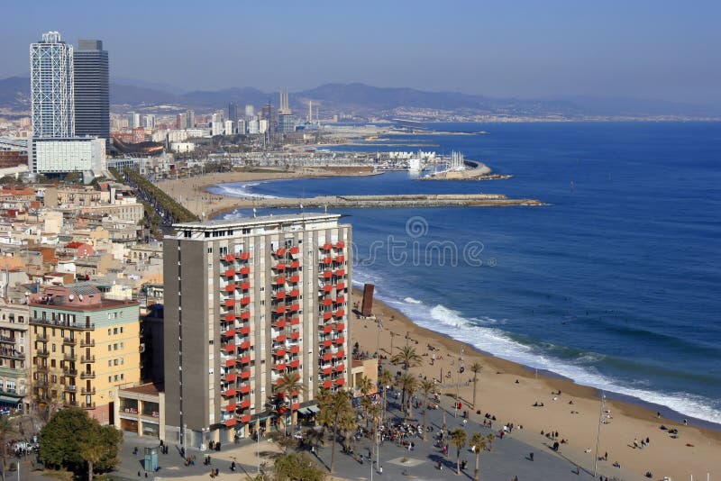 Barcelona sea front editorial photo. Image of structure - 1374021