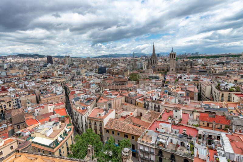 Aerial View Barcelona City, Spain Editorial Stock Image - Image of ...