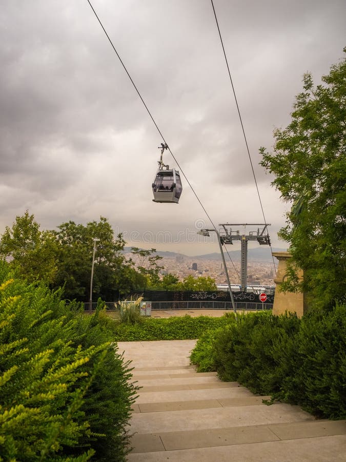 BARCELONA, SPAIN - Aug 30, 2018: Funicular To the Montjuic Stock Photo ...