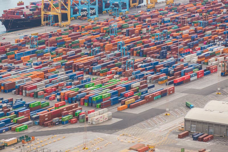 Barcelona, Spain - August 31, 2021: Cargo Containers and Cranes in the ...