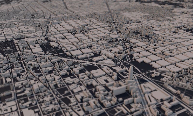 Barcelona, Spain City Map 3D Rendering. Aerial Satellite View Stock ...