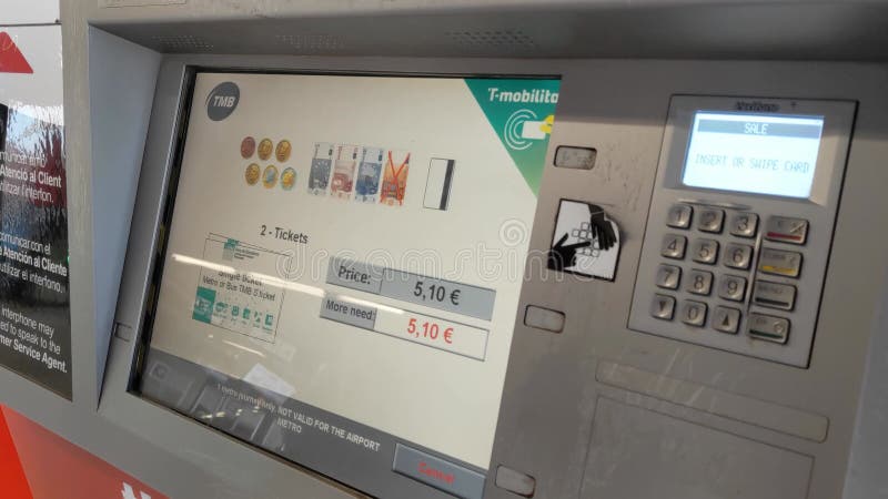 Barcelona, Spain, December 31, 2024: Train Ticket Vending Machine ...