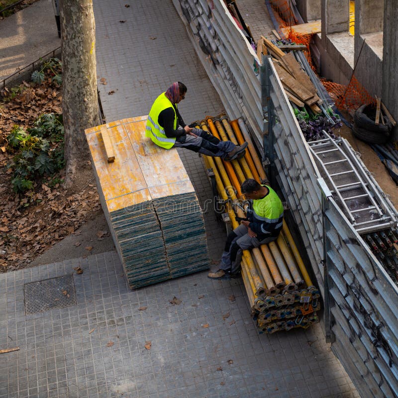 Construction Workers Taking a Break Editorial Photography - Image of ...