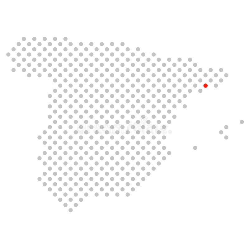 Barcelona in Spain: Grey Dotted Map with Red Location Stock ...