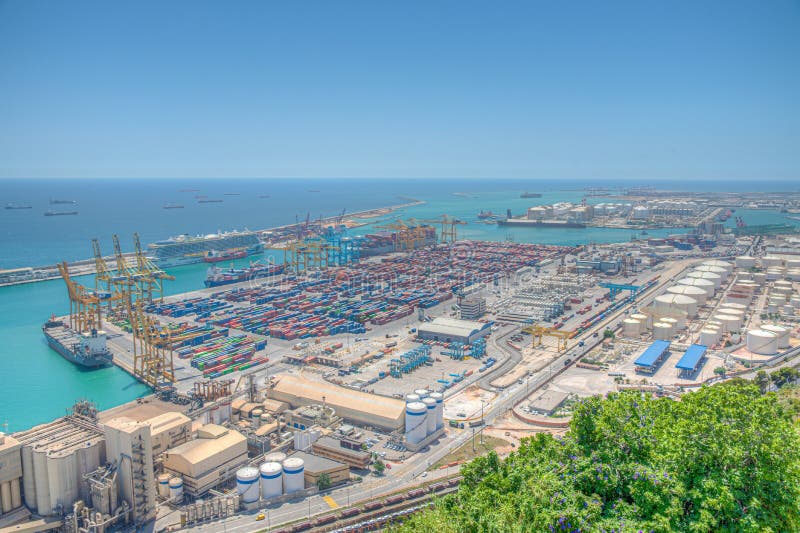 BARCELONA, SPAIN, JUNE 28, 2019: Aerial View of Port of Barcelona ...