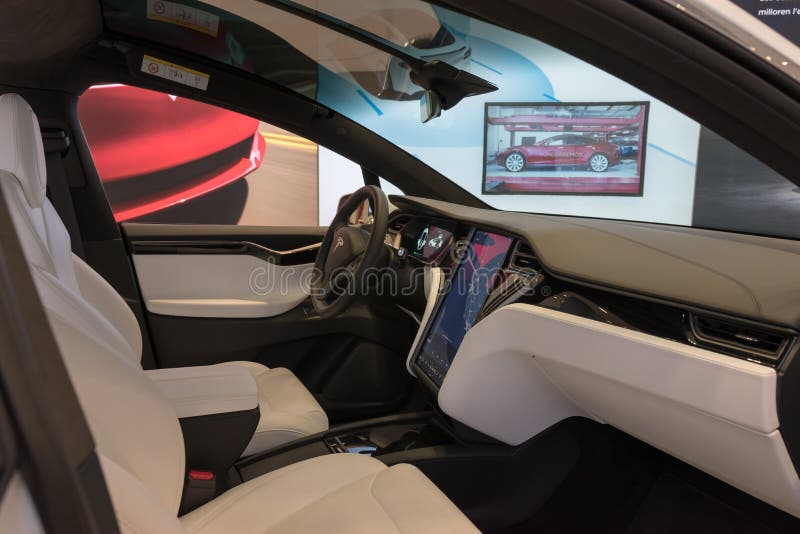 Barcelona, Spain -March 14, 2019: Tesla Model X Interior in Store Tesla ...