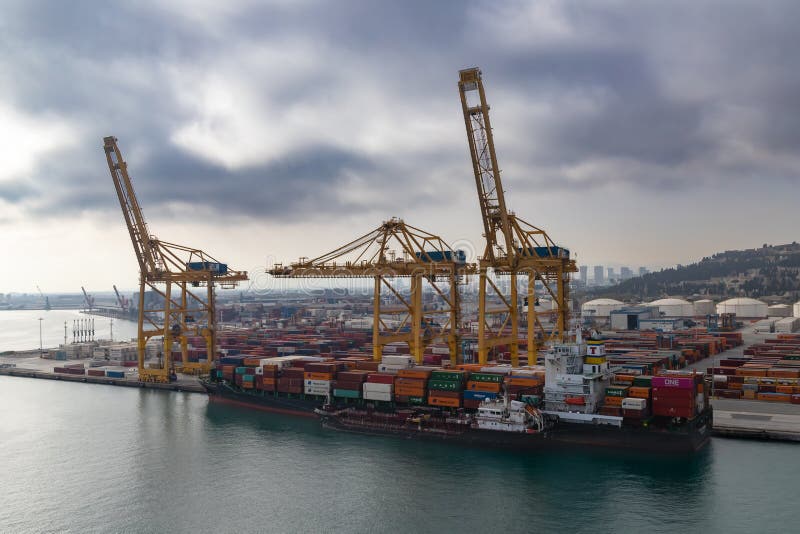 Barcelona, Spain - Oct 28, 2022, Container Cargo Ship Logistics and ...