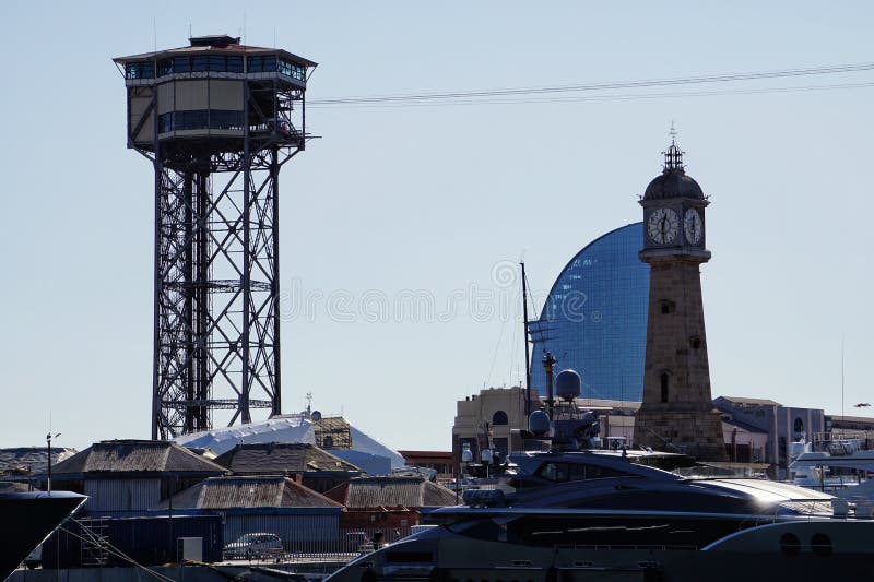 Barcelona, Spain - 26th October 2019: Clock Tower and Hotel W in Port ...