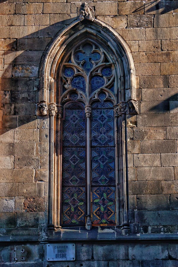 Barcelona, Spain - 26th October 2019: Window Details of Cathedral of ...
