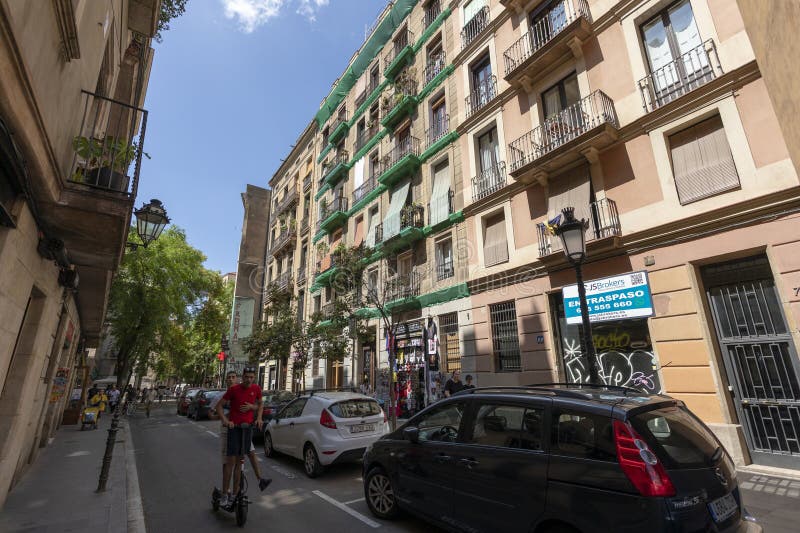 Barcelona streets editorial stock photo. Image of european - 282910293
