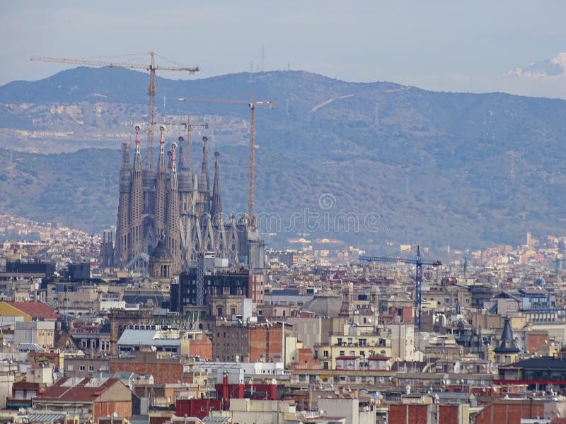 Barcelona from Top in Spring Editorial Stock Image - Image of famashy ...