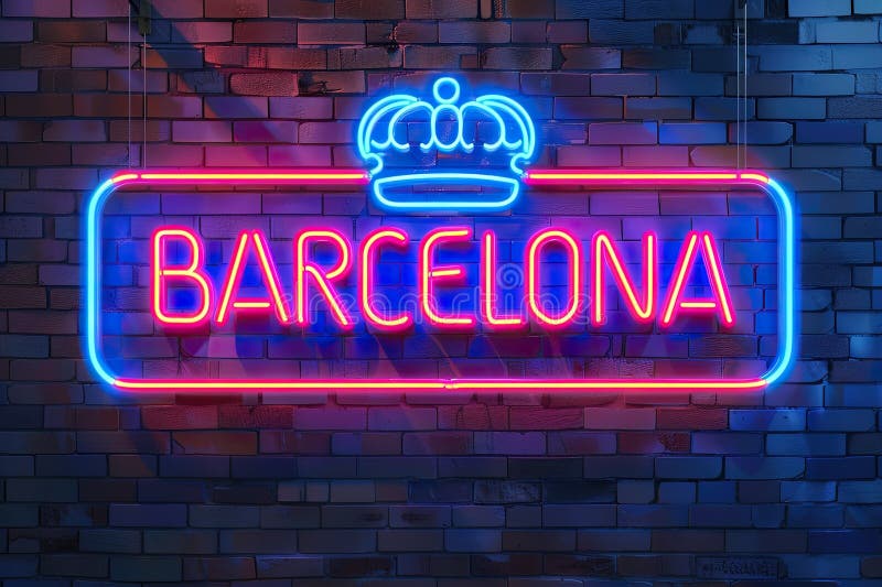 Barcelona Town Neon Light City Background Generative AI Stock ...
