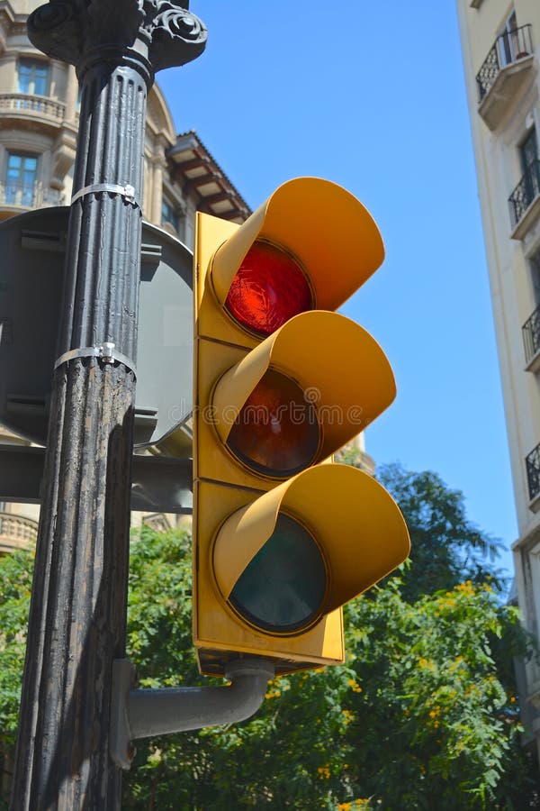 Barcelona traffic lights stock photo. Image of electric - 42370520