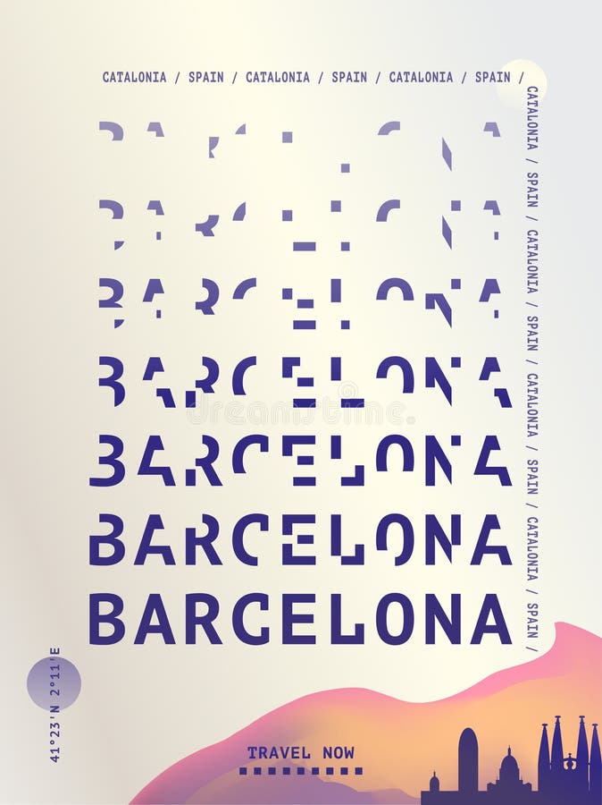 Barcelona Typography Minimalist Vector Poster Layout. Brochure, Leaflet ...