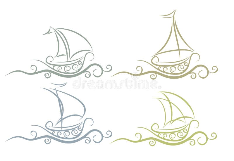 Barche Del Logos Con L'onda Illustrazione Vettoriale - Illustrazione di ...