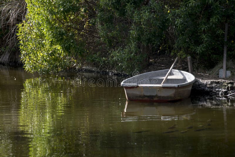 Barco De Madeira Na Margem Do Rio Imagem de Stock - Imagem de placa ...