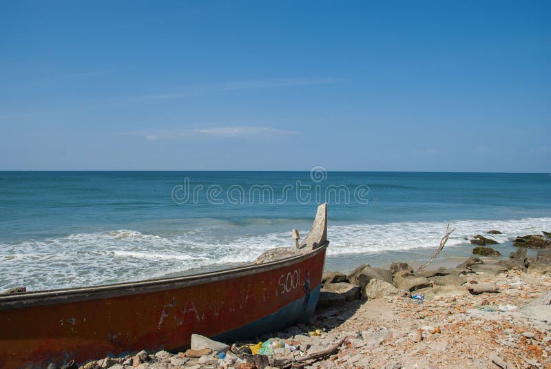 Barco En La Playa En Varkala En La India Fotografía editorial - Imagen ...
