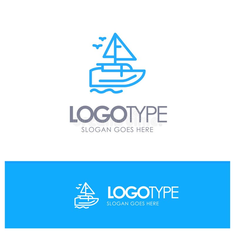 Barco, Nave, Transporte, Buque Logo Line Style Azul Ilustración del ...