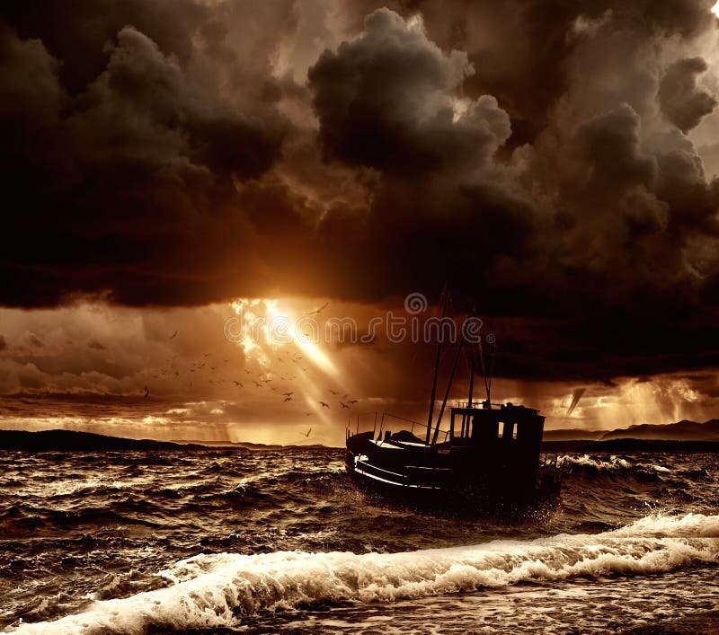 Barco no mar imagem de stock. Imagem de sunset, cenas - 43824613