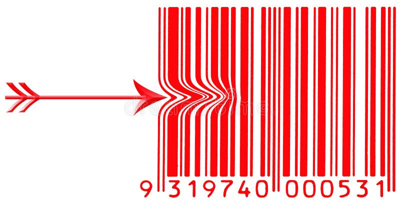 Red Barcode with a Arrow Pushing Left Side Stock Illustration ...