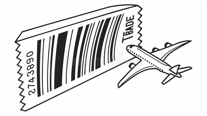 Barcode with Airplane Vector, Travel Ticket Design, Flight and Booking ...