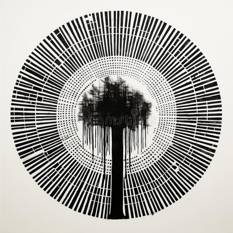 Circular Barcode Image with Vertical Straight Lines on Paper Stock ...