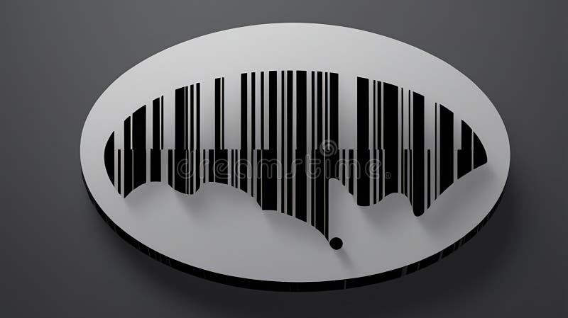 Barcode Bat Silhouette in Oval Shape Stock Illustration - Illustration ...