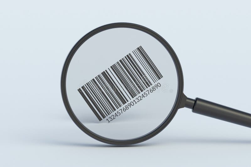 Barcode Behind Magnifying Glass. Stock Illustration - Illustration of ...