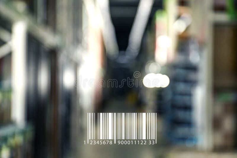 Barcode and Blurred View of Wholesale Warehouse Stock Image - Image of ...
