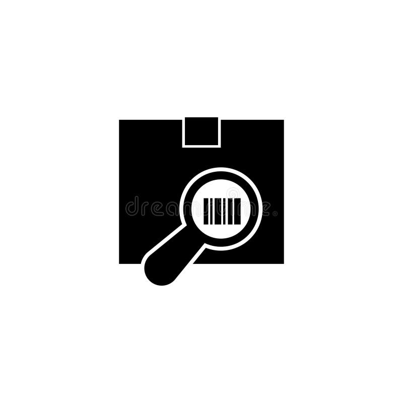 Barcode on Box with Magnifying Glass, Tracking Parcel. Flat Vector Icon ...