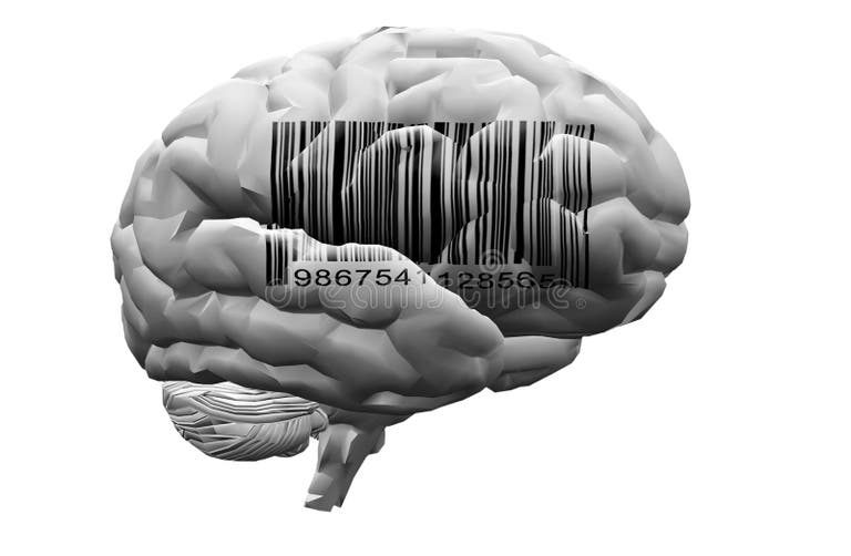 Barcode on brain stock illustration. Illustration of icon - 24210287